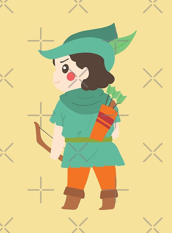 "Cute Robin Hood Drawing Illustration" by MariOyama | Redbubble