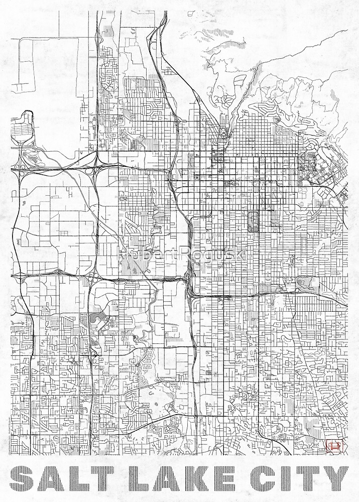 "Salt Lake City Map Line" by HubertRoguski | Redbubble