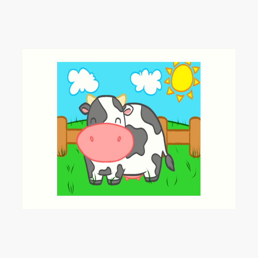 "Kawaii Kuh in der Weide" Kunstdruck von Minteon | Redbubble