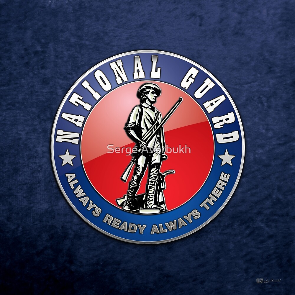 "US National Guard (NG) Emblem 3D on Blue Velvet" by Serge Averbukh ...