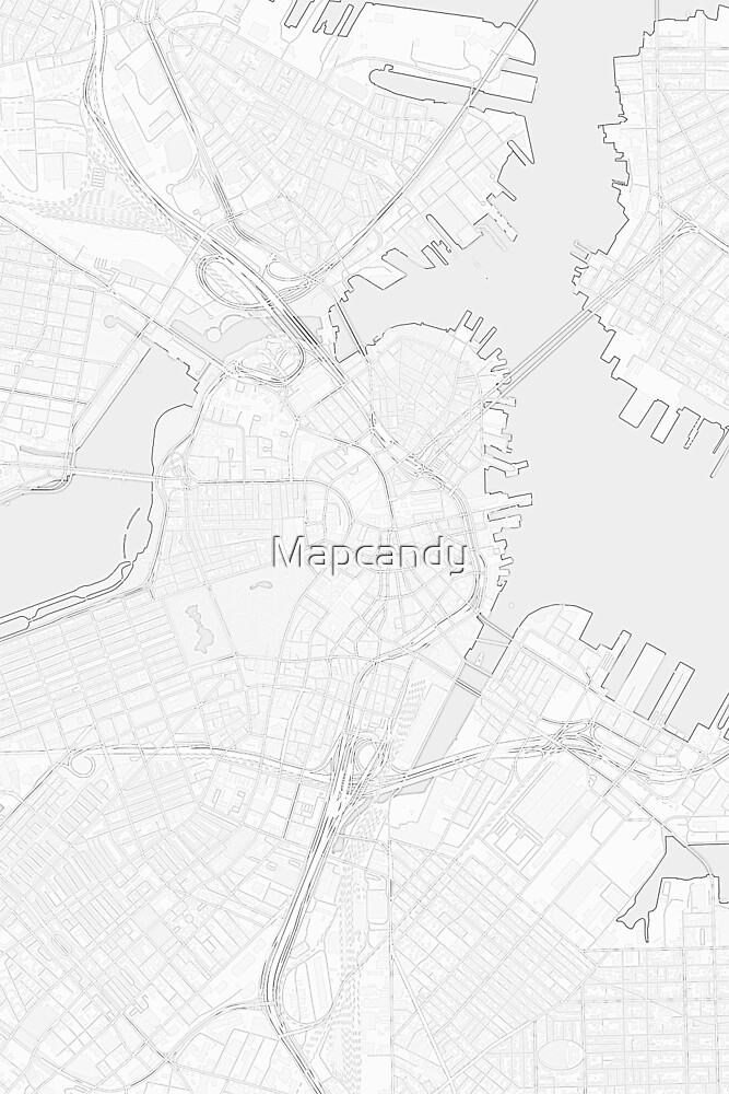 "Simple map of Boston city center" by Mapcandy | Redbubble
