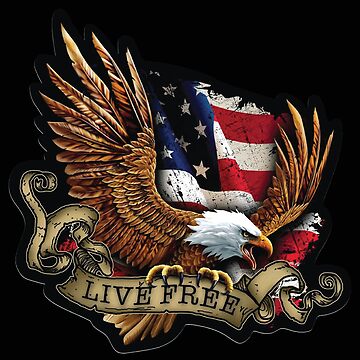 "Live Free American Bald Eagle US Flag" Sticker for Sale by Graphic ...