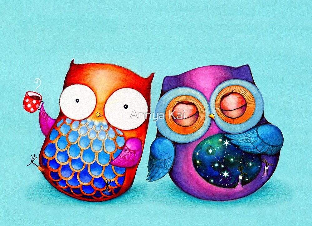 "Night Owl Morning Owl" by Annya Kai | Redbubble
