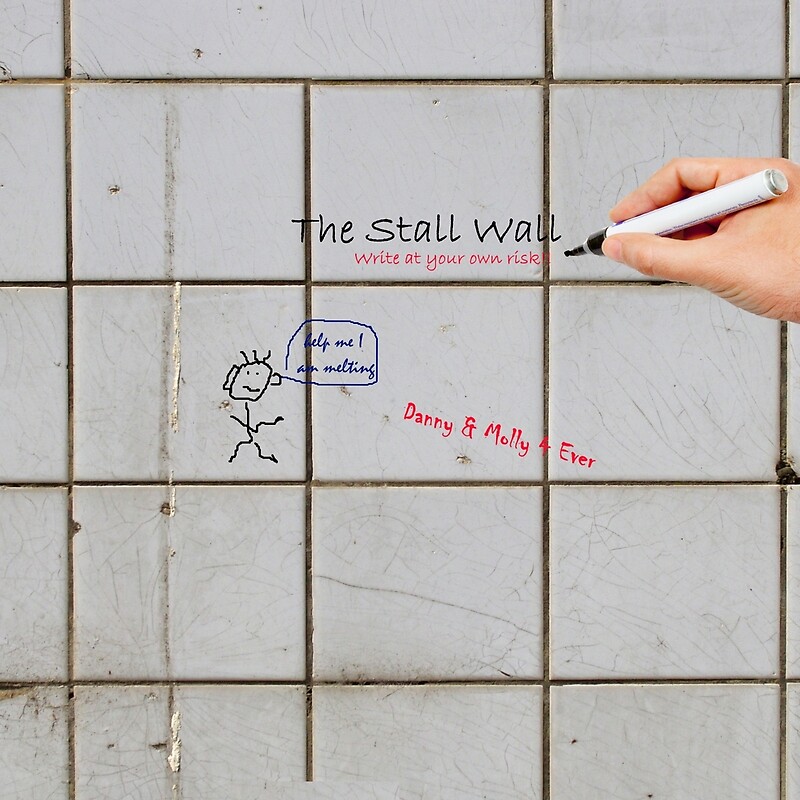 "The Stall Wall - Create Your Own Bathroom Graffiti On Gray Tile" by TJ ...