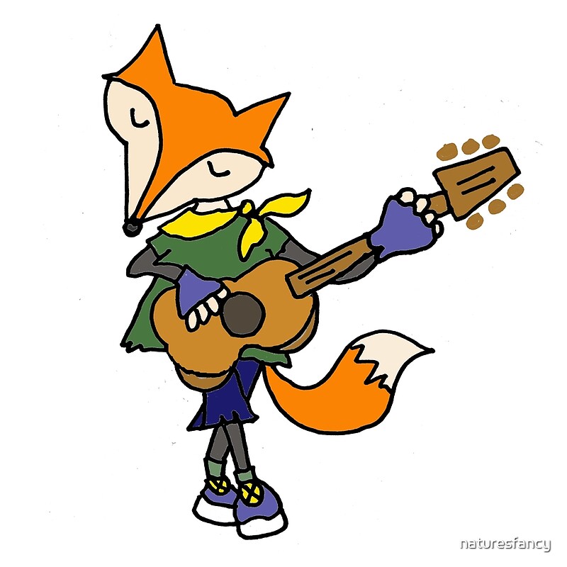"Cool Artsy Foxy Red Fox Playing Guitar" by naturesfancy | Redbubble