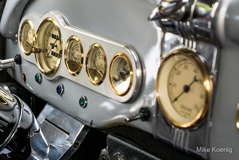 "Hot Rod Dashboard - Chrome, grey and brass" by Mike Koenig | Redbubble