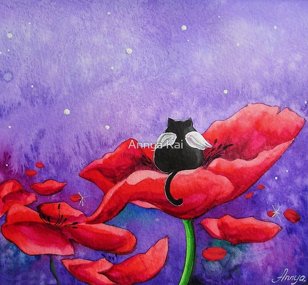 "Little Angel in a Field of Poppies" by Annya Kai | Redbubble