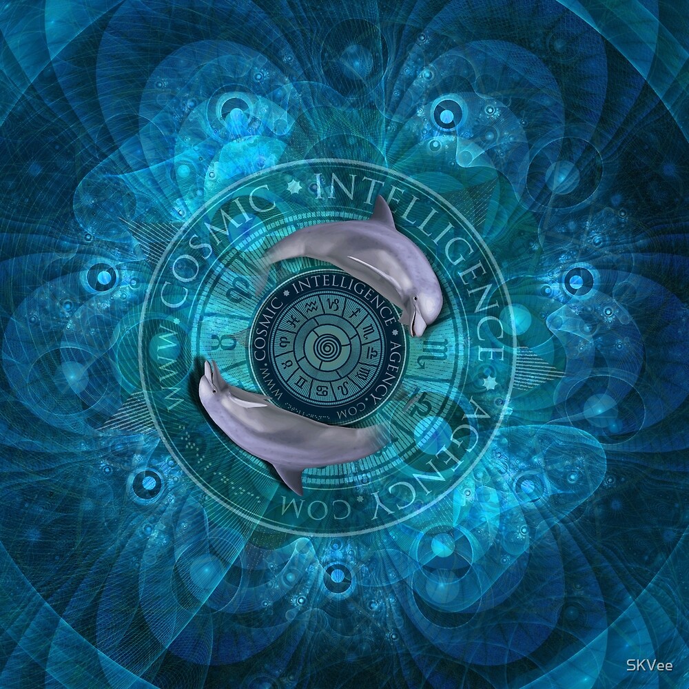 "Cosmic Intelligence Agency - Dolphins" by SKVee | Redbubble