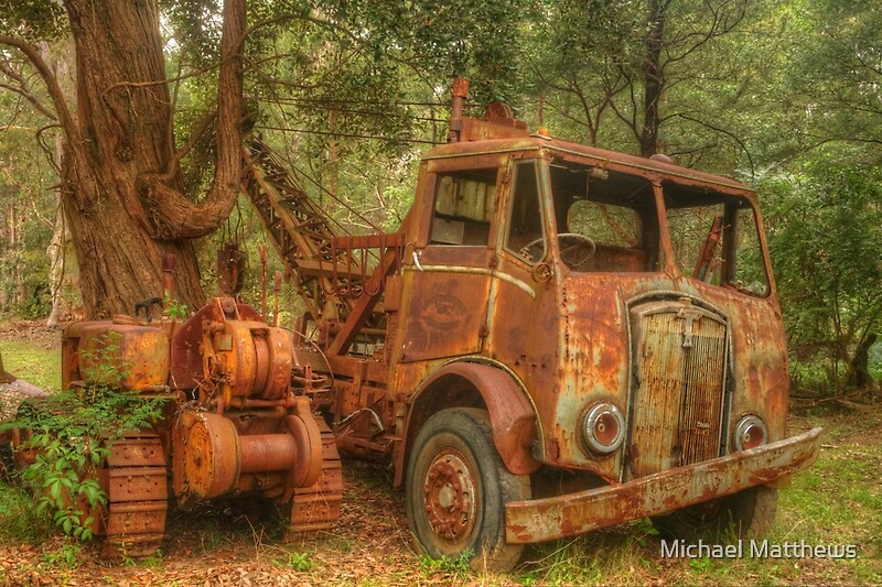 "Rusty Trusty & the Bulldozer" by Michael Matthews | Redbubble