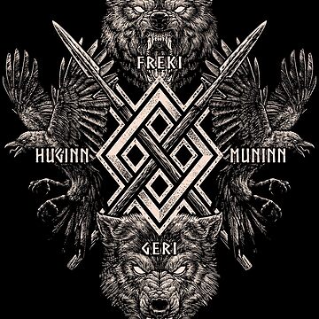"Viking Wolf Raven of Odin Geri Freki Huginn Muninn Gungnir Norse ...