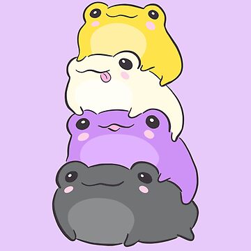 "Cute Nonbinary Pride Frog Pile: A Kawaii Aesthetic in Subtle Enby NB ...