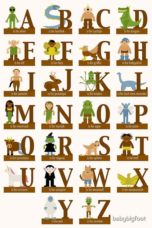 "Mythical Creatures Alphabet" by babybigfoot | Redbubble