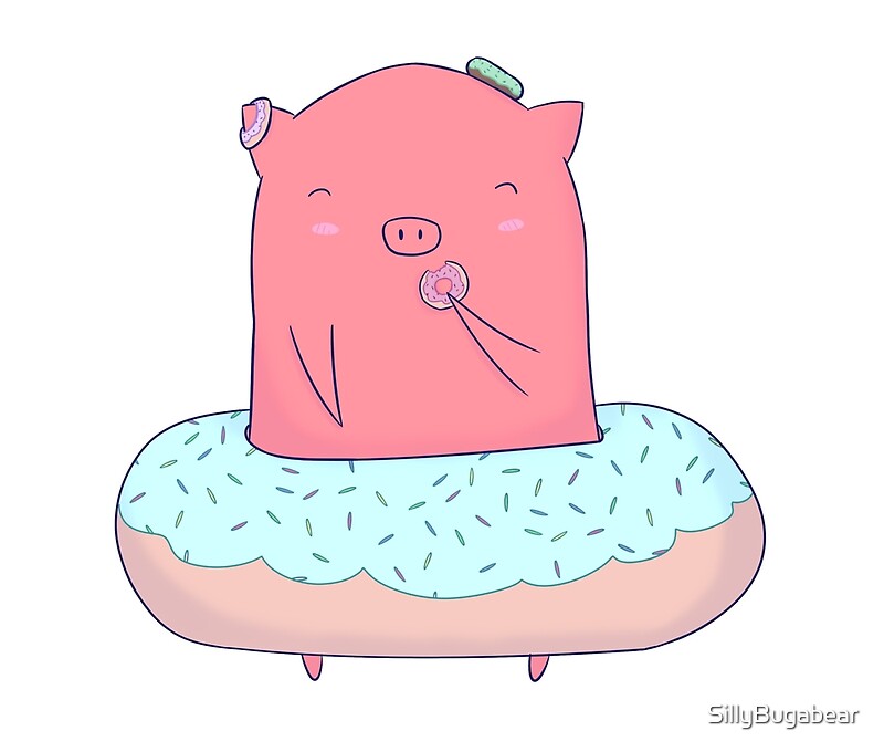 "Pig in donut " by SillyBugabear | Redbubble