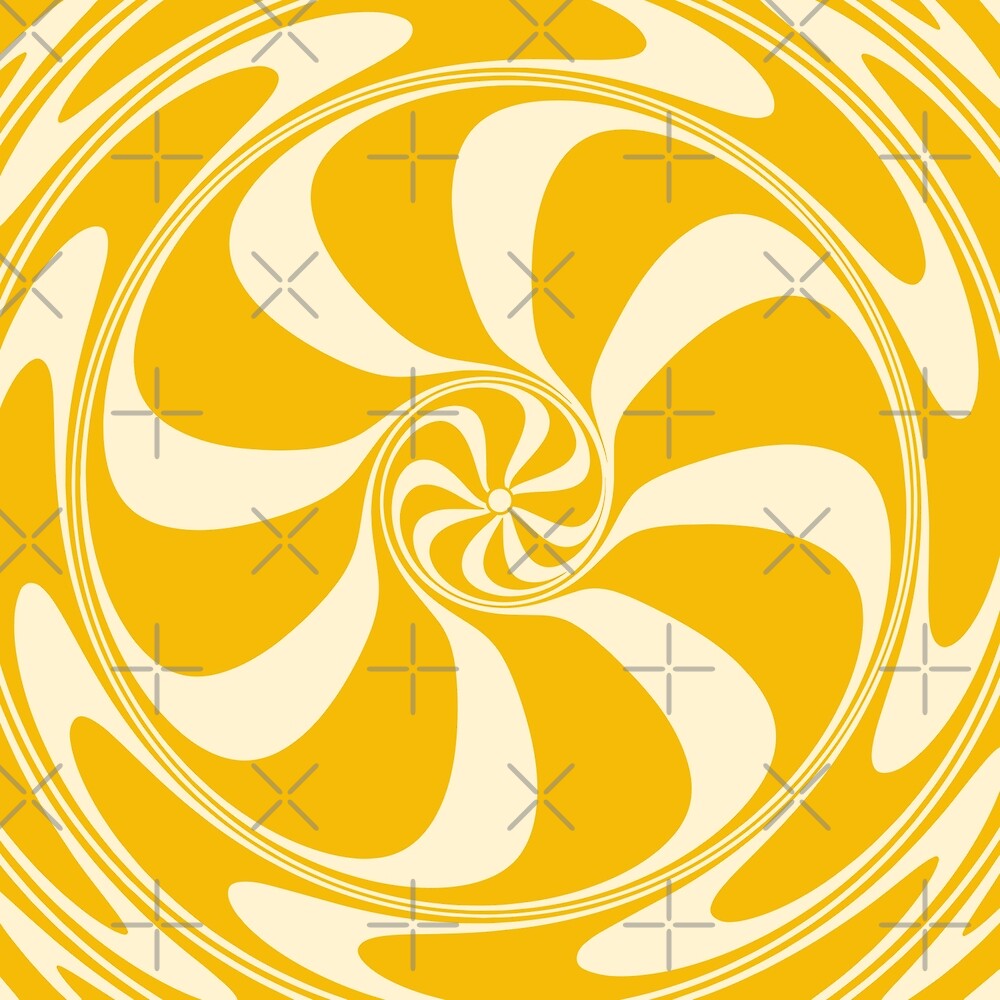 Mustard Yellow Peppermint Candy Swirl Abstract Design By Patternsoup