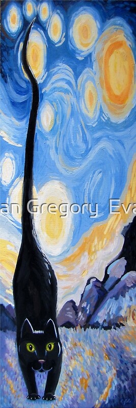 "Cat, Moon 'N' Stars" by Jean Gregory Evans | Redbubble