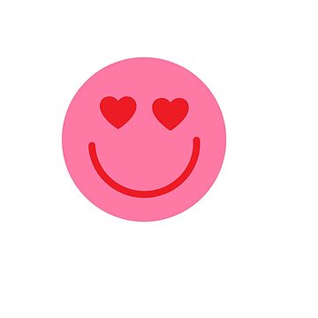 "Preppy Smiley Face Pink with Red Heart Eyes" Sticker for Sale by ...