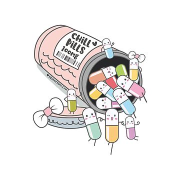 "chill pills cute pills cartoon" Poster for Sale by princessmi-com ...