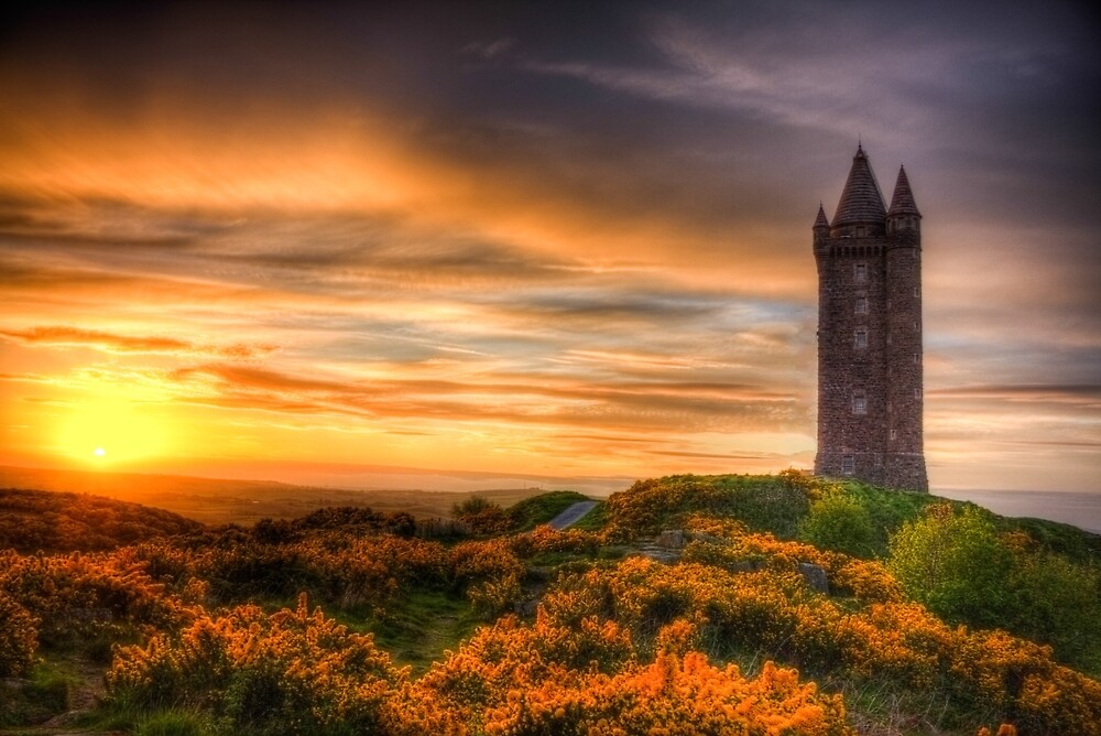 "Sunset at Scrabo Tower" by rosscaughers | Redbubble