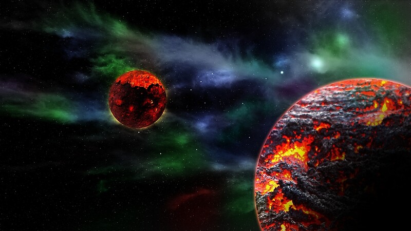 "Molten Moon Sci-Fi Space Scene" by sciencenotes | Redbubble