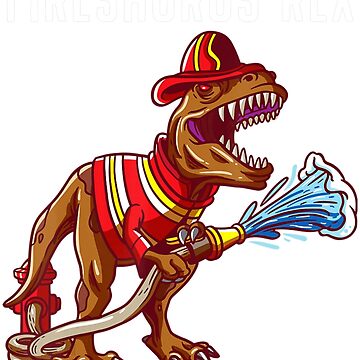 "Firefighter T Rex Dinosaur Kids For Fireman Boys" Metal Print for Sale ...