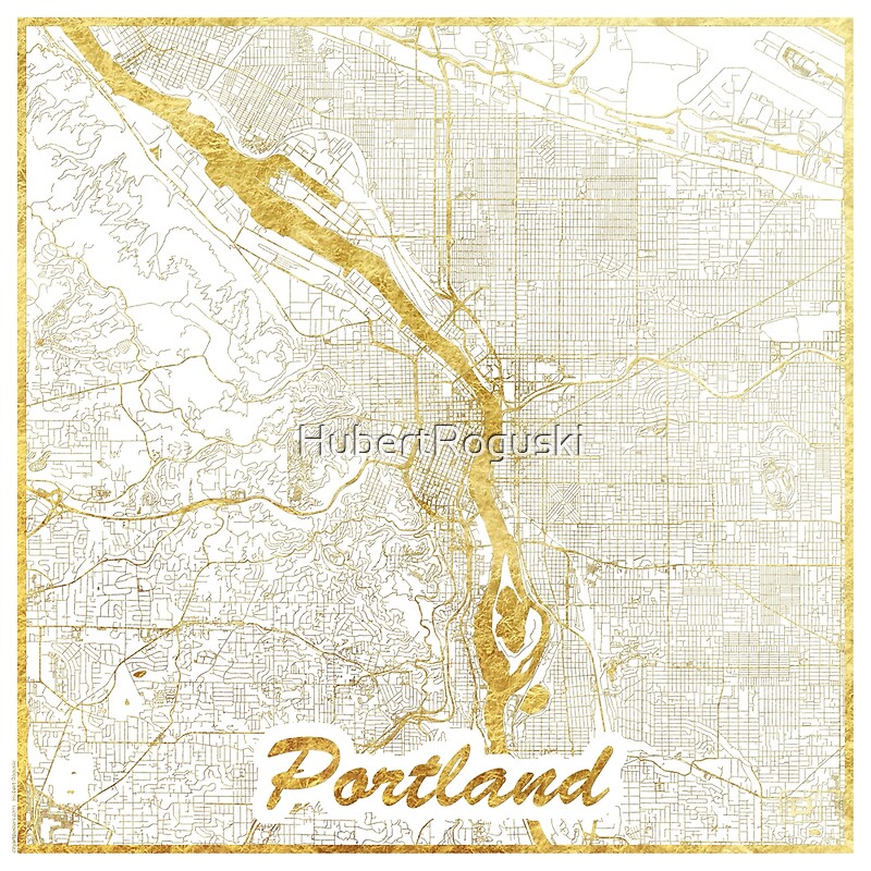 "Portland Map Gold" by HubertRoguski | Redbubble