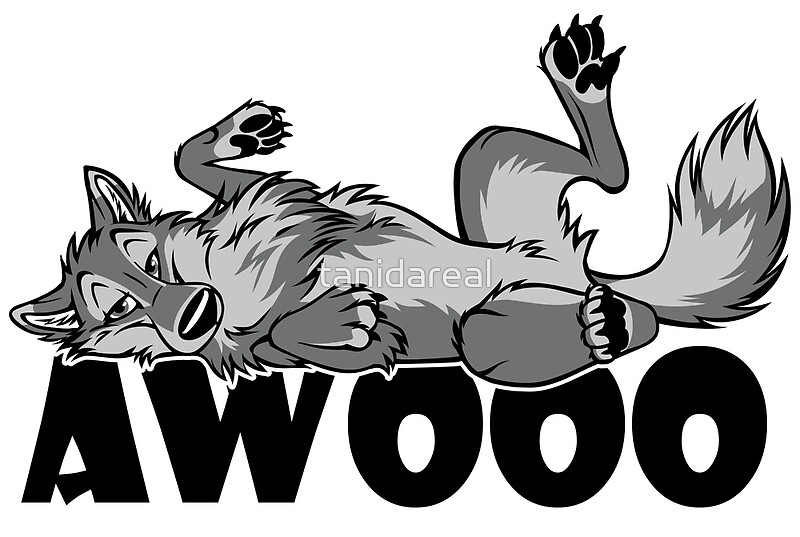 "Lazy AWOO feral Wolf" by tanidareal | Redbubble
