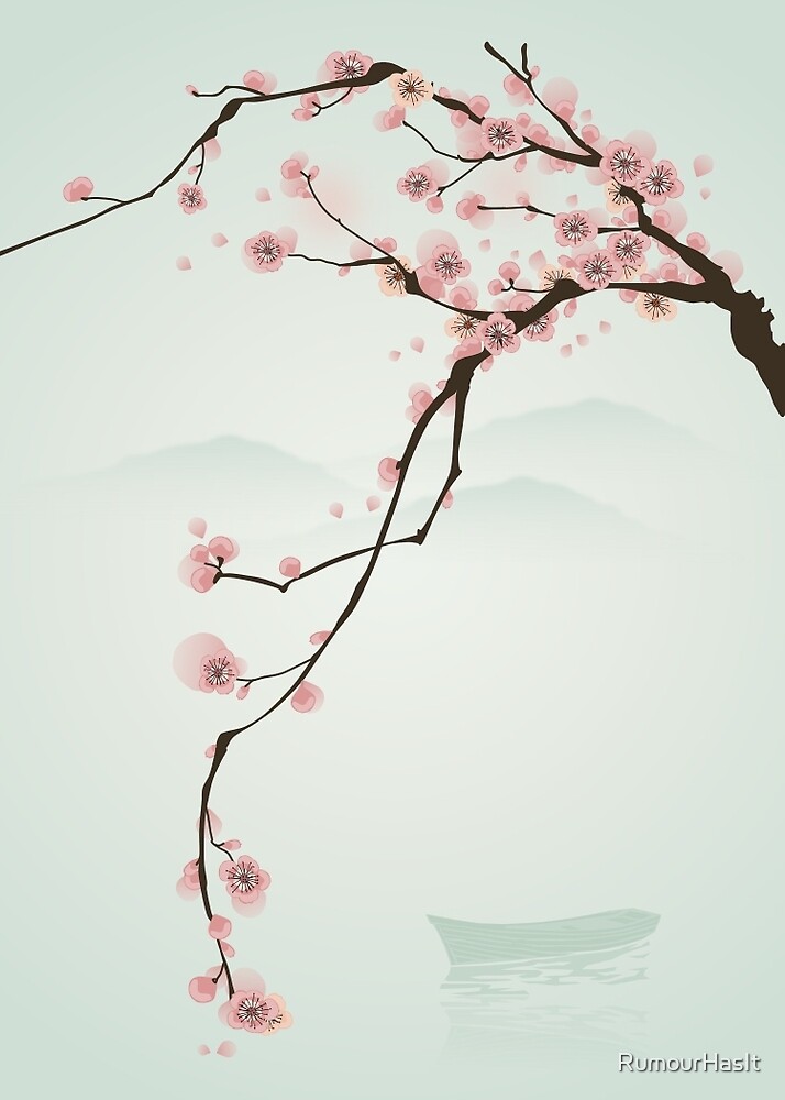 "Whimsical Pink Cherry Blossom Tree" by RumourHasIt | Redbubble