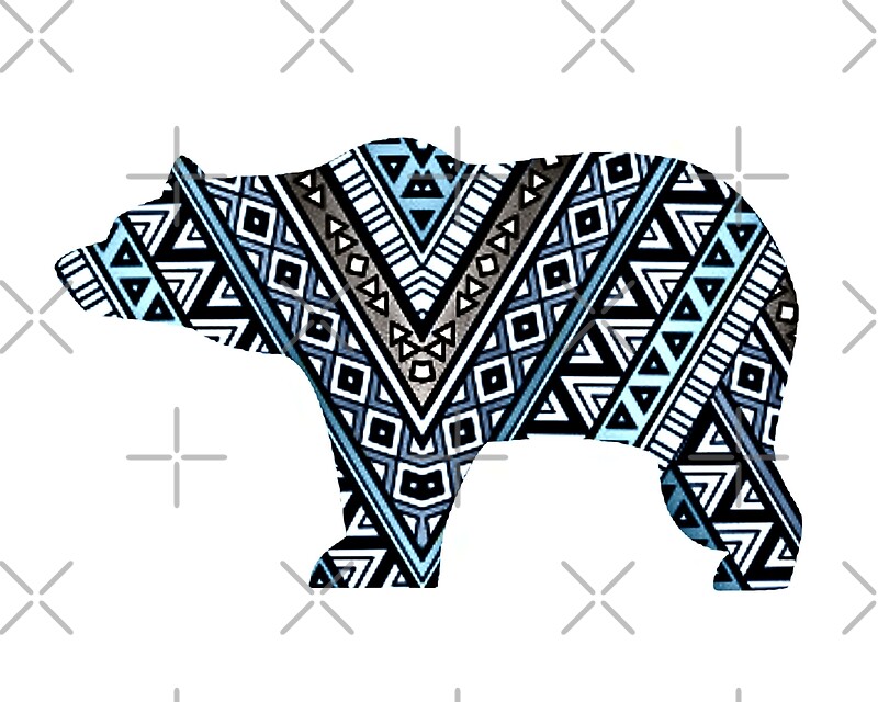 "Aztec Bear in Blue" by Spike The Punch Design Co. | Redbubble