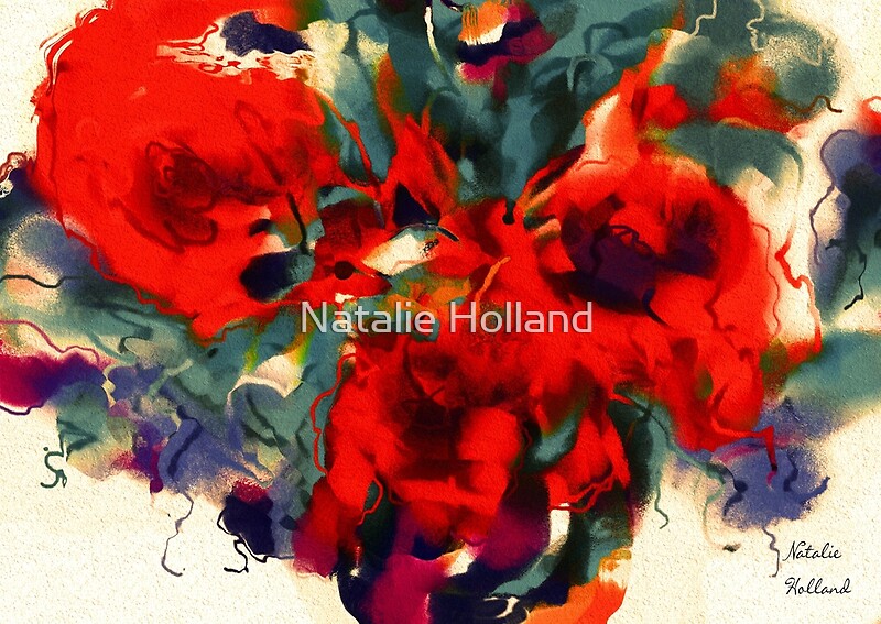 "Red Flower Power" by Natalie Holland | Redbubble