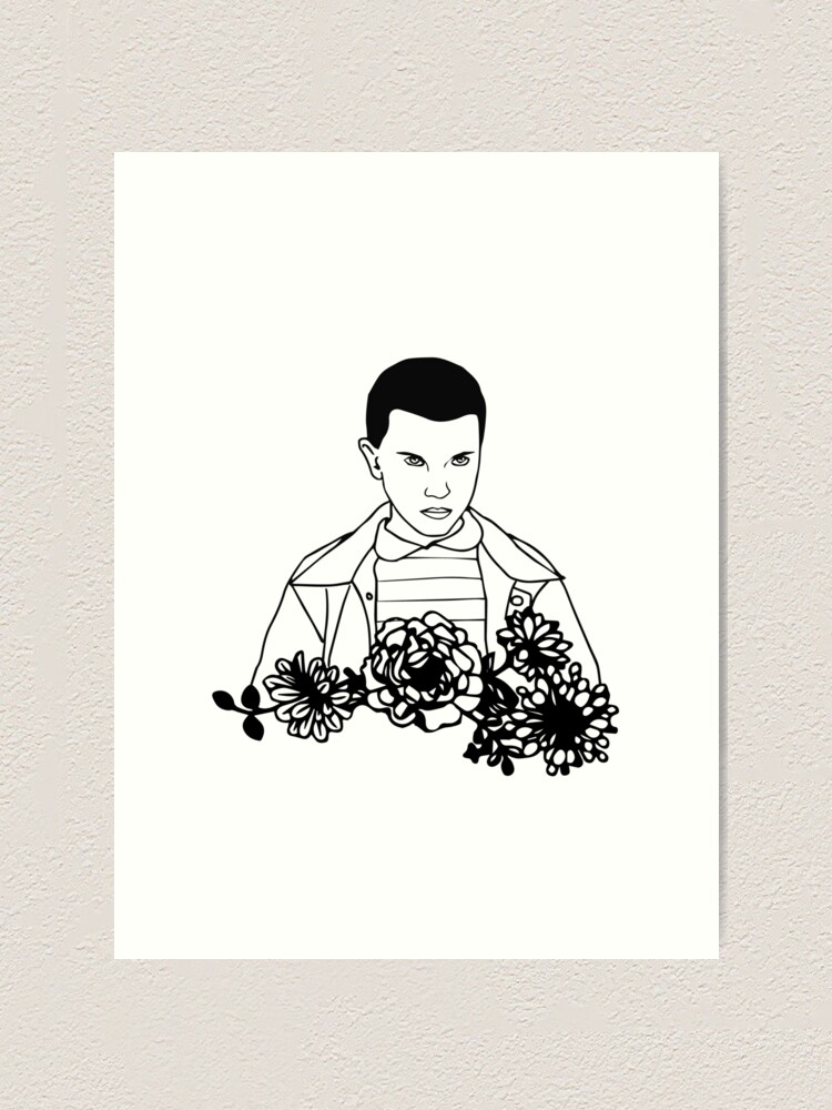 "Stranger Things ~ Eleven Outline" Art Print by emmidy | Redbubble