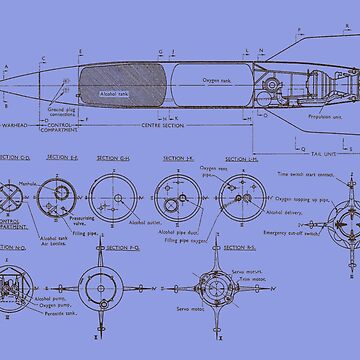 "V2 Rocket | V-2 Rocket Blueprint" Photographic Print for Sale by ...