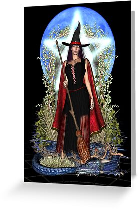 "Blue Moon Witch" Greeting Cards by magicalartz | Redbubble