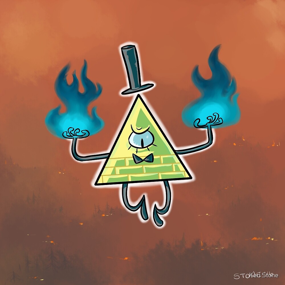 "Bill Cipher - Burn (with background)" by Keri Stone | Redbubble
