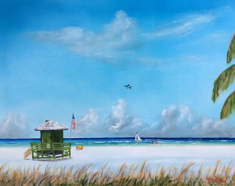 "Green Lifeguard Stand On Siesta Key" by LloydDobsonArt | Redbubble