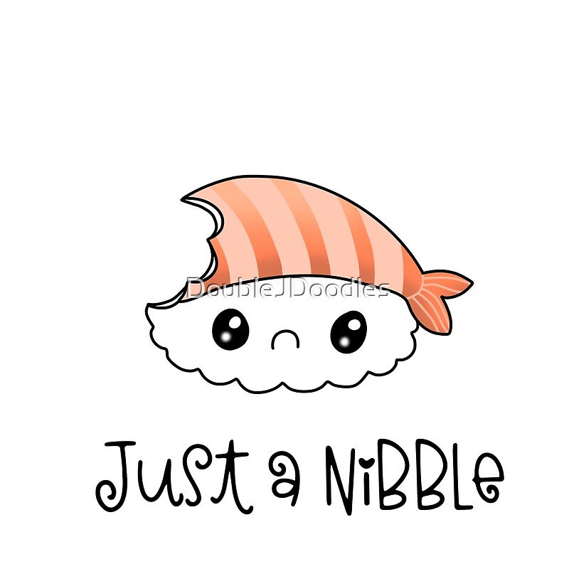 "Cute Sad Shrimp Nigiri Sushi" by DoubleJDoodles | Redbubble