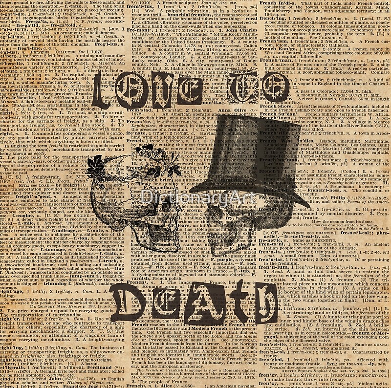 "Skulls Love To Death Vintage Dictionary Art" by DictionaryArt | Redbubble