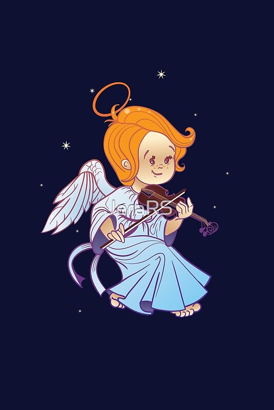 "Cute Christmas baby angel playing violin" by JeraRS | Redbubble