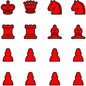 "Complete Chess Set 1 - Red Chess Pieces" Sticker for Sale by ...