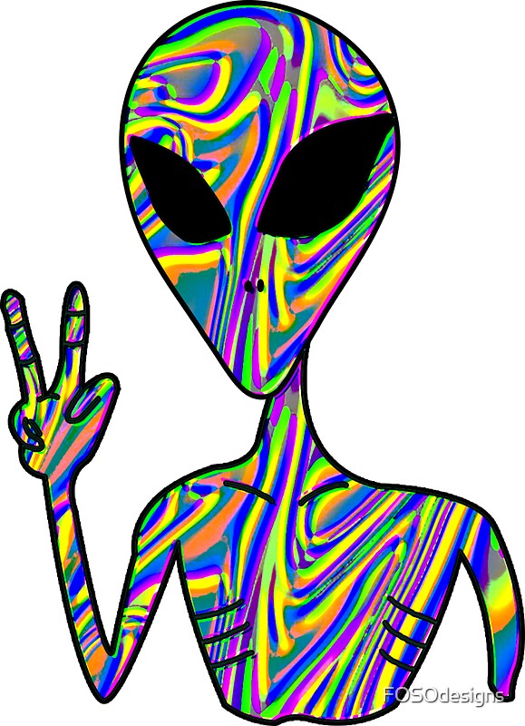 "Trippy Alien 3" Stickers by FOSOdesigns | Redbubble