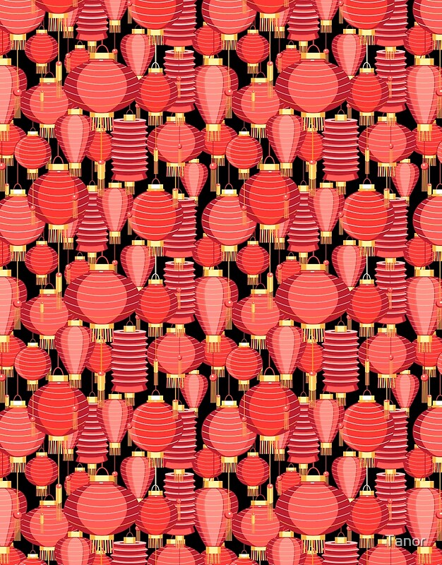"Bright pattern with red lanterns" by Tanor | Redbubble