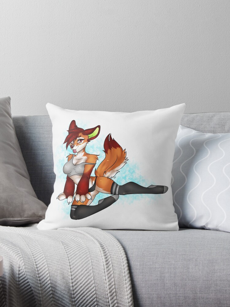 Furry Girl Throw Pillows By Kiwipotato Redbubble