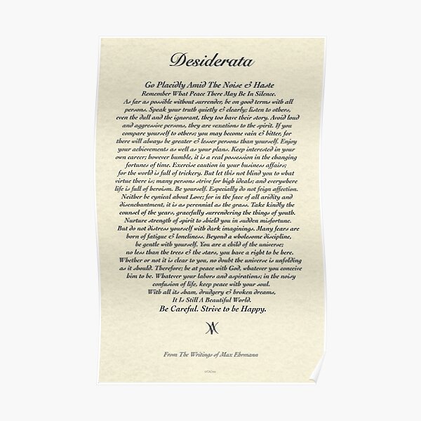 Desiderata Posters | Redbubble