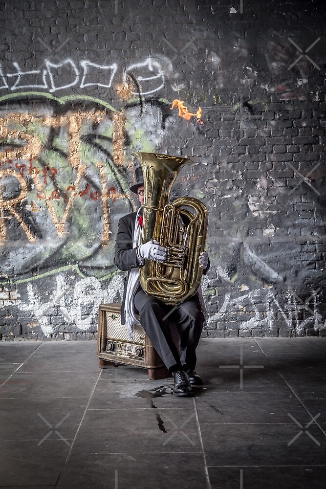 ""Fire Tuba" (Busker) in London, UK" by Jake Riding | Redbubble