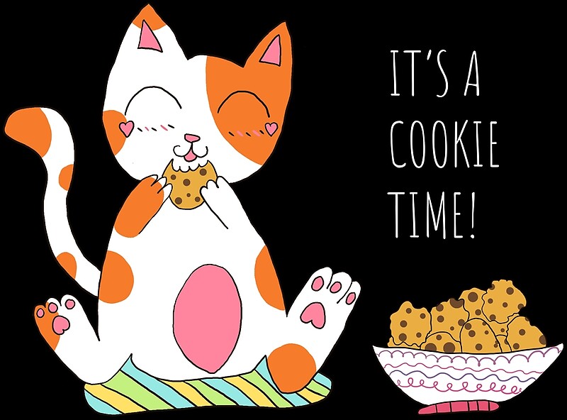 "Cute Kittie, eating cookies, kid's drawing, white" by Aleksapics ...