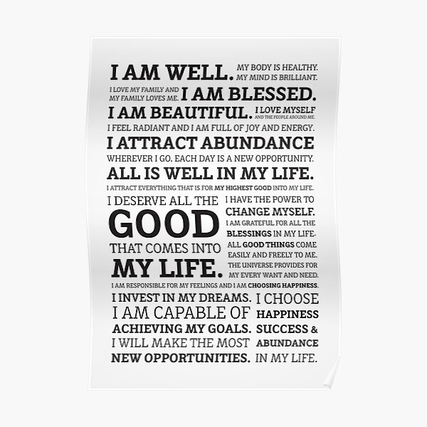 Positive Affirmations Wall Art | Redbubble