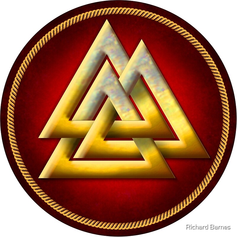 "Norse Valknut - Gold and Red" by Ricky Barnes | Redbubble