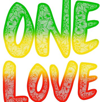 "One love reggae art Bob Marley zentangle art Rasta art " Sticker for ...