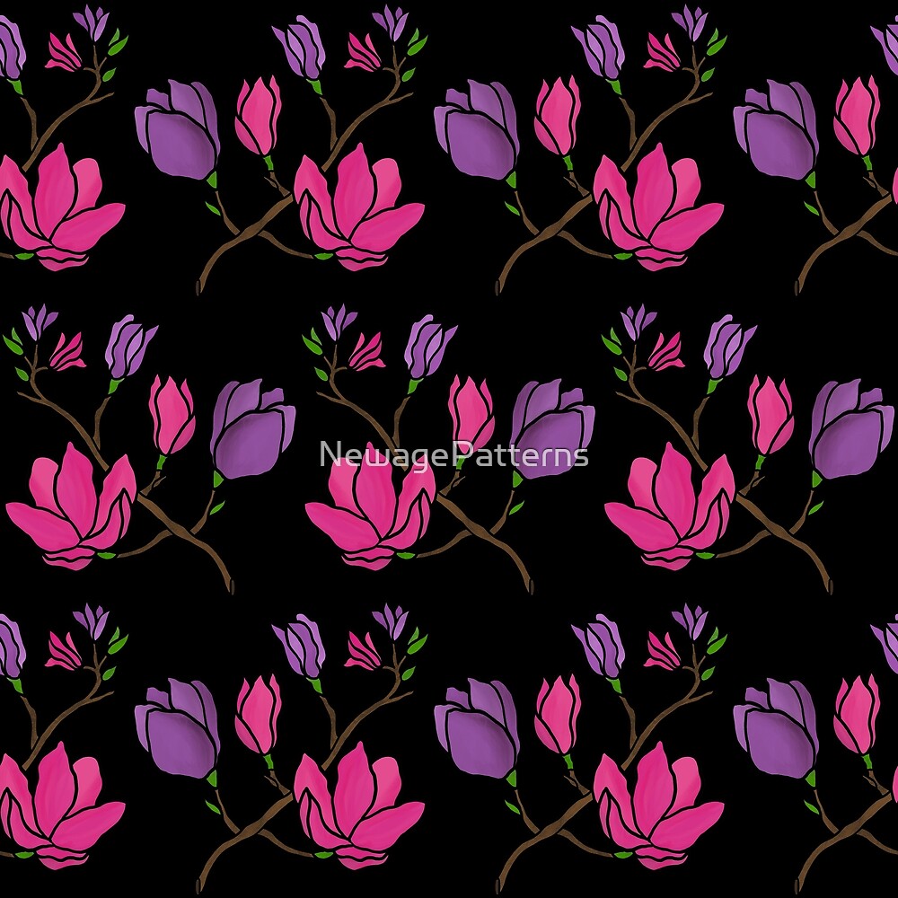 "Seamless Magnolia Pattern" by NewagePatterns | Redbubble