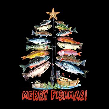 "Merry Fishmas Christmas Tree Fish Funny Fishing" Sticker for Sale by ...