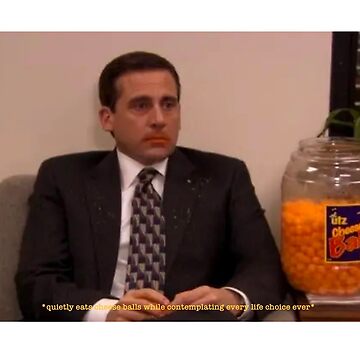 "Michael Scott the office eating cheese balls" Sticker for Sale by ...